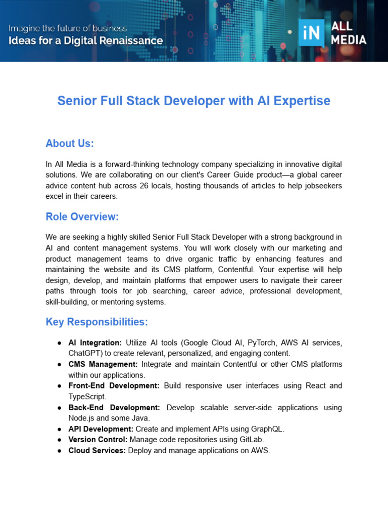 1412 - 13 - 14 - Fullstack Developer React+Node | PDF | Cloud Computing | Software