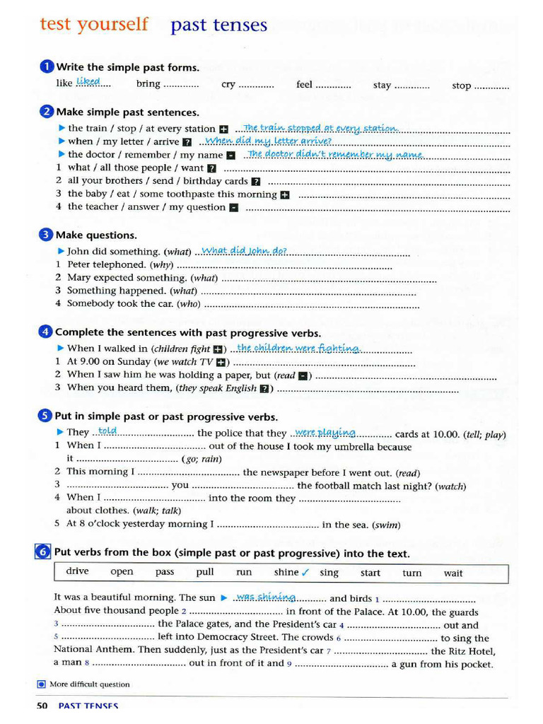 Past Tense Test | PDF