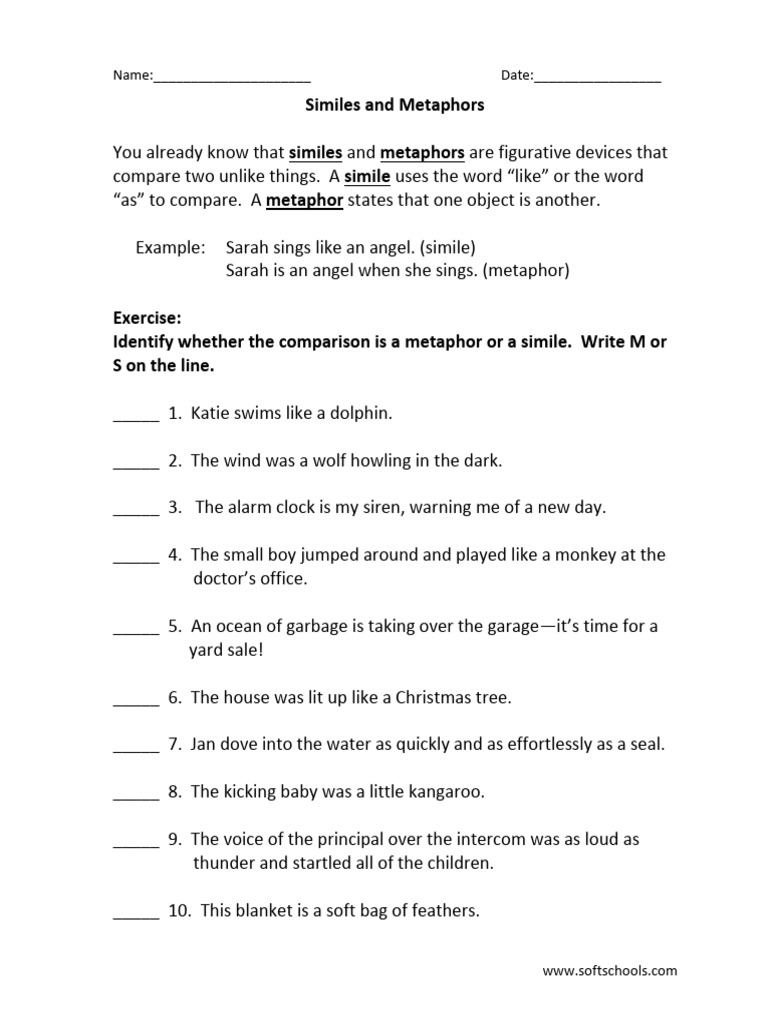 6th-Similes and Metaphors | PDF | Metaphor