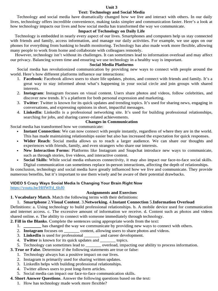 Unit 3 ST | PDF | Social Media | Popular Culture & Media Studies