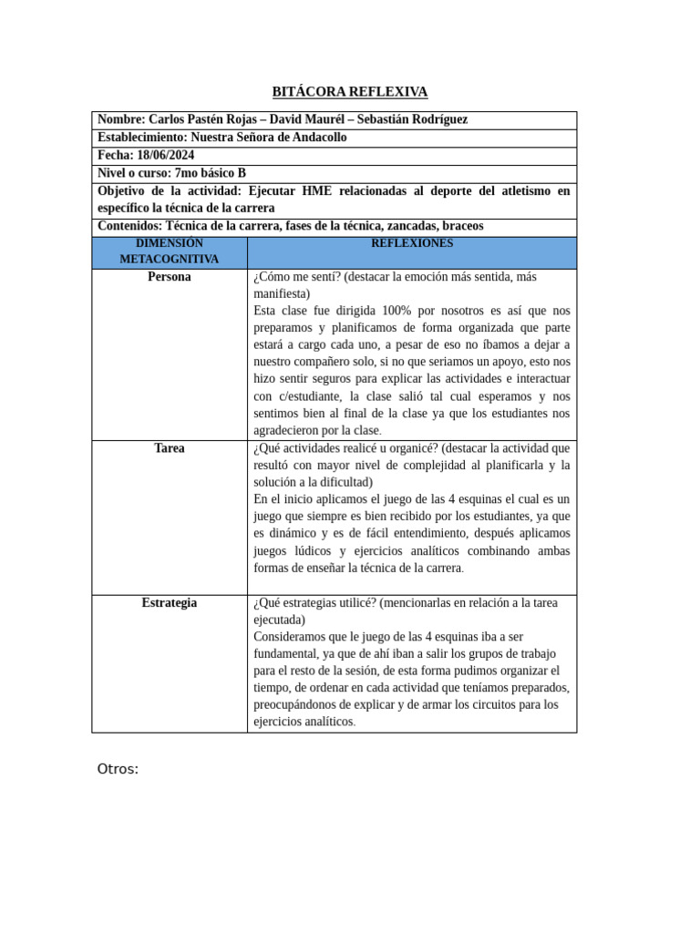Bitacora Reflexiva Formato 2024 2 | PDF