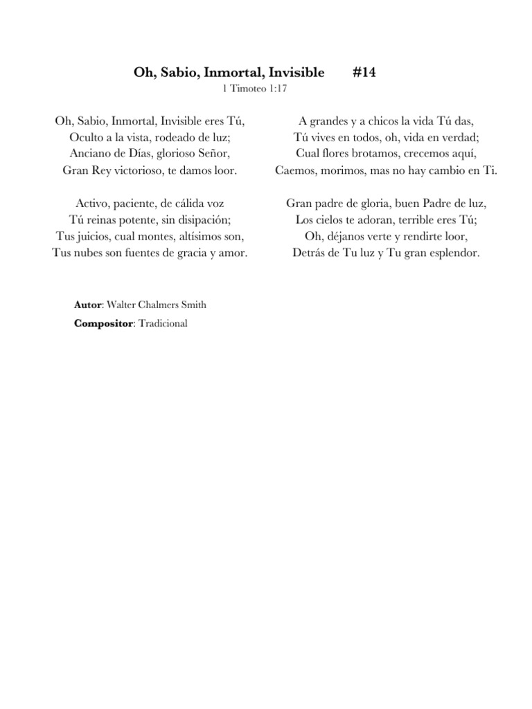 Oh Sabio Inmortal Invisible Letra | PDF | Derecho