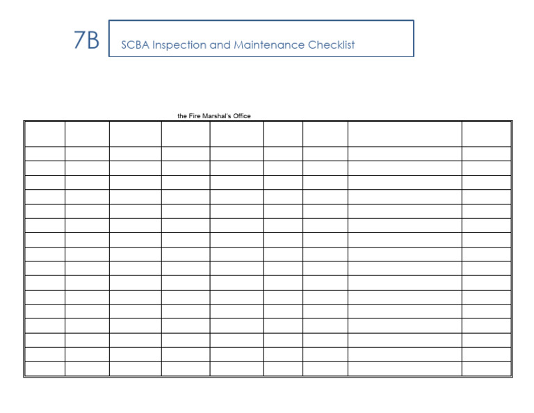 7B. SCBA Inspection and Maintenance Checklist - 202206290942565235 | PDF