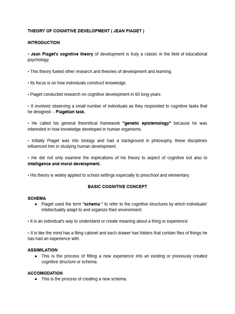 Jean Piaget Theory | PDF