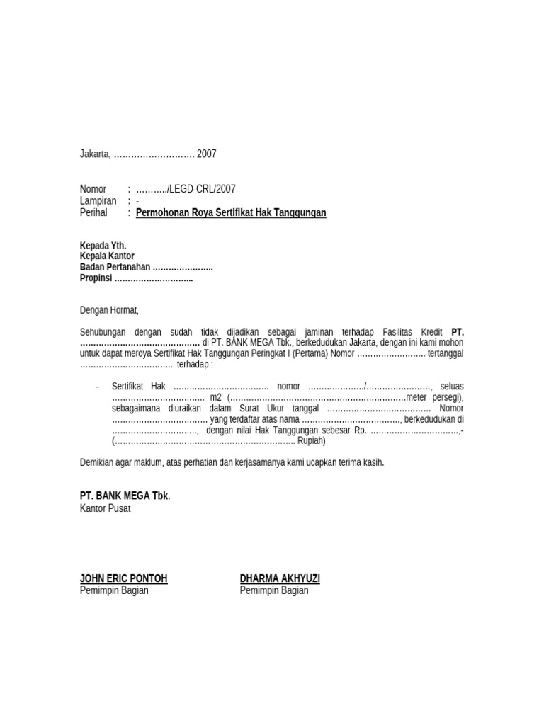 Surat Roya (Blank) | PDF