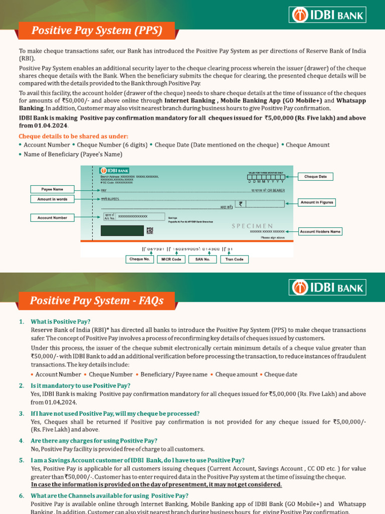 Positive Pay System PPS | PDF