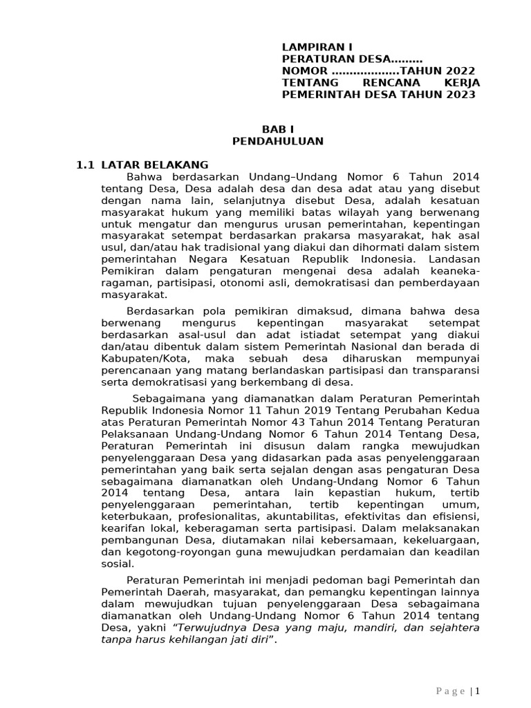 Contoh Dokumen RKP Desa Tahun 2023 | PDF