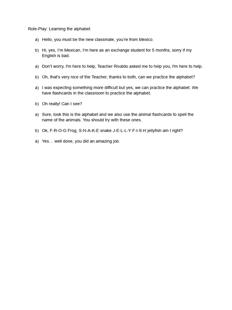 Role Play The Alphabet | PDF