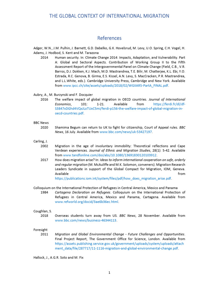 Global Context of International Migration | PDF | Human Migration ...