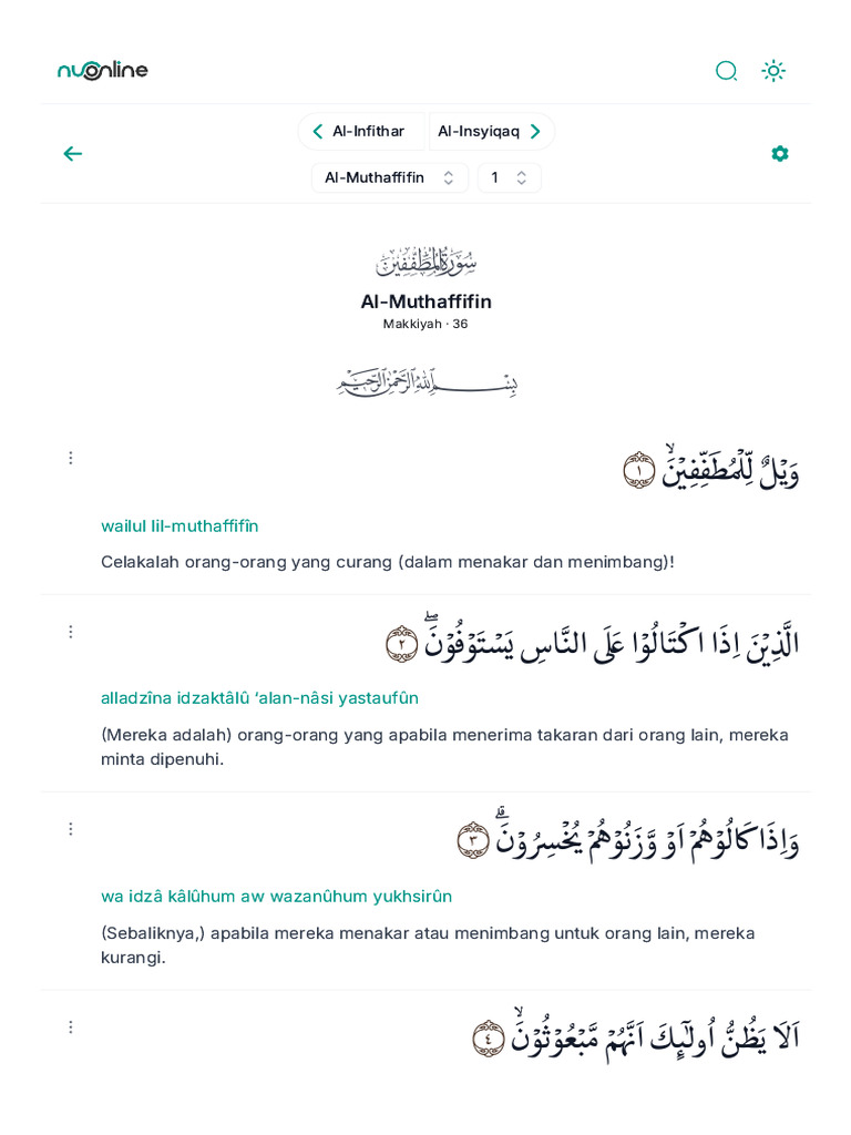 Surat Al-Muthaffifin: Ayat dan Arti | PDF