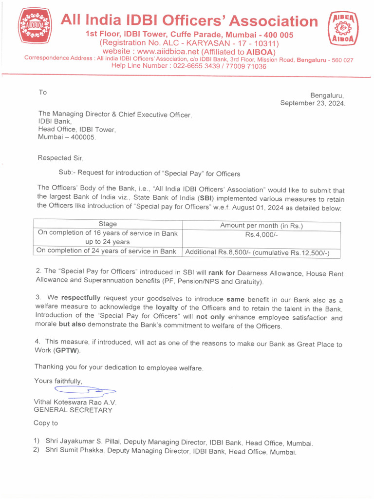 Letter+to+MD Special+Pay+23.09.2024 | PDF