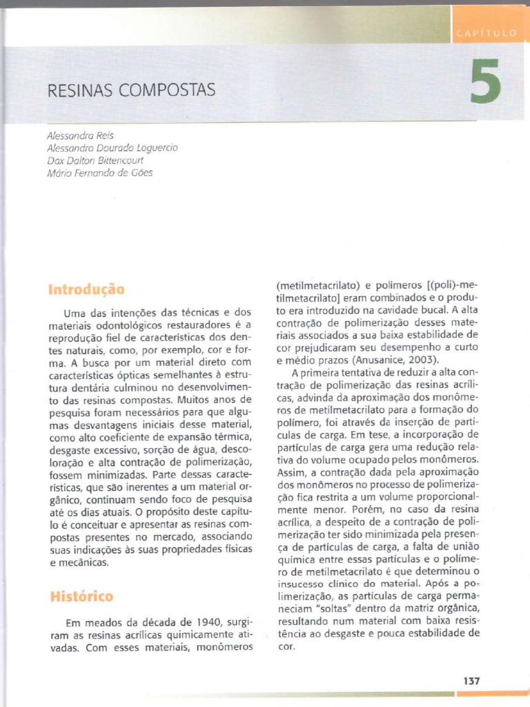 Capítulo Resina Composta - Materiais Restauradores Diretos - Compressed | PDF