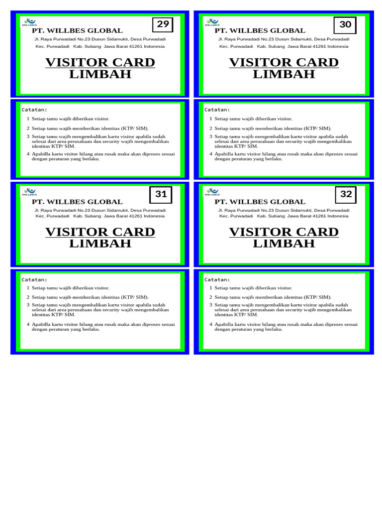 Visitor Card Tamu - New | PDF