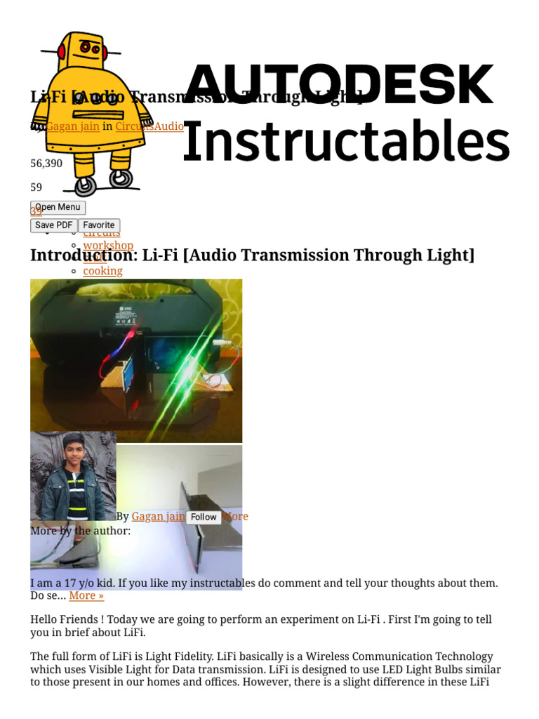 Li-Fi Audio Transmission Project Guide | PDF | Electrical Connector | Light