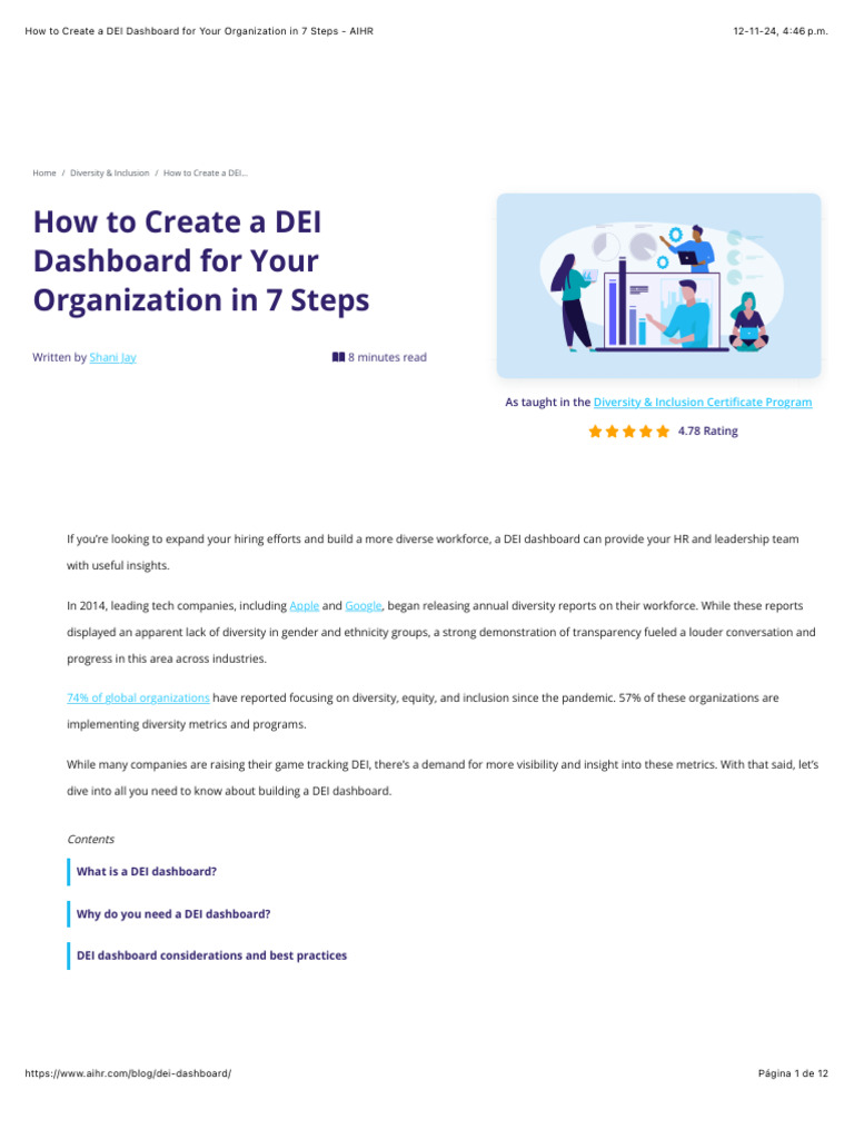 Creating a DEI Dashboard: 7 Steps | PDF | Employment | Employee Retention
