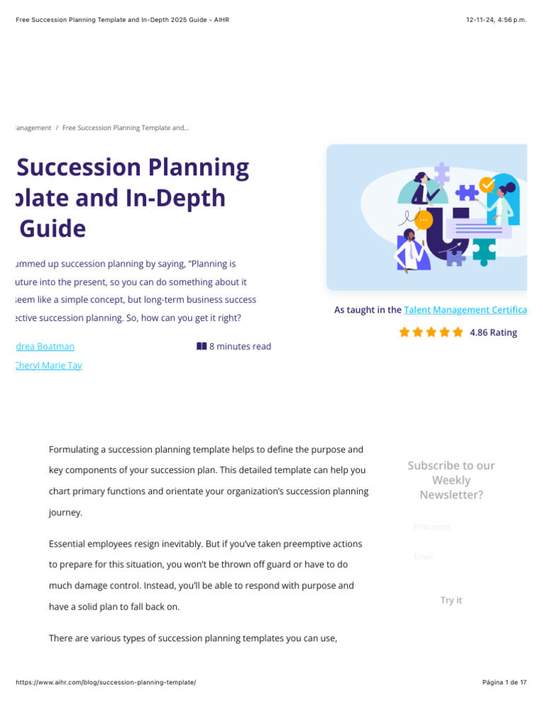 Free Succession Planning Template and In-Depth 2025 Guide - AIHR | PDF ...