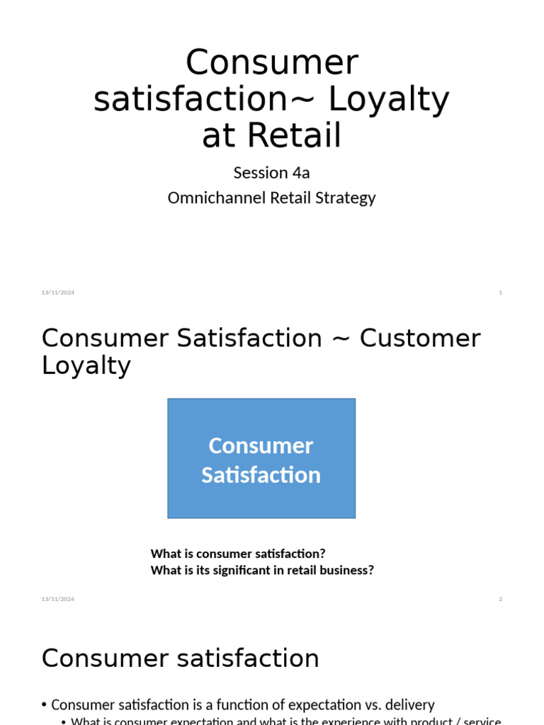 Session 4a | PDF | Customer Satisfaction | Retail