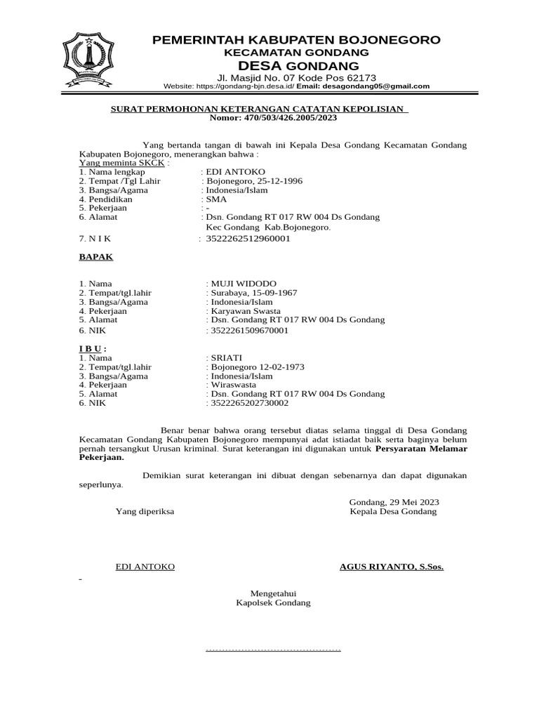 Permohonan SKCK | PDF