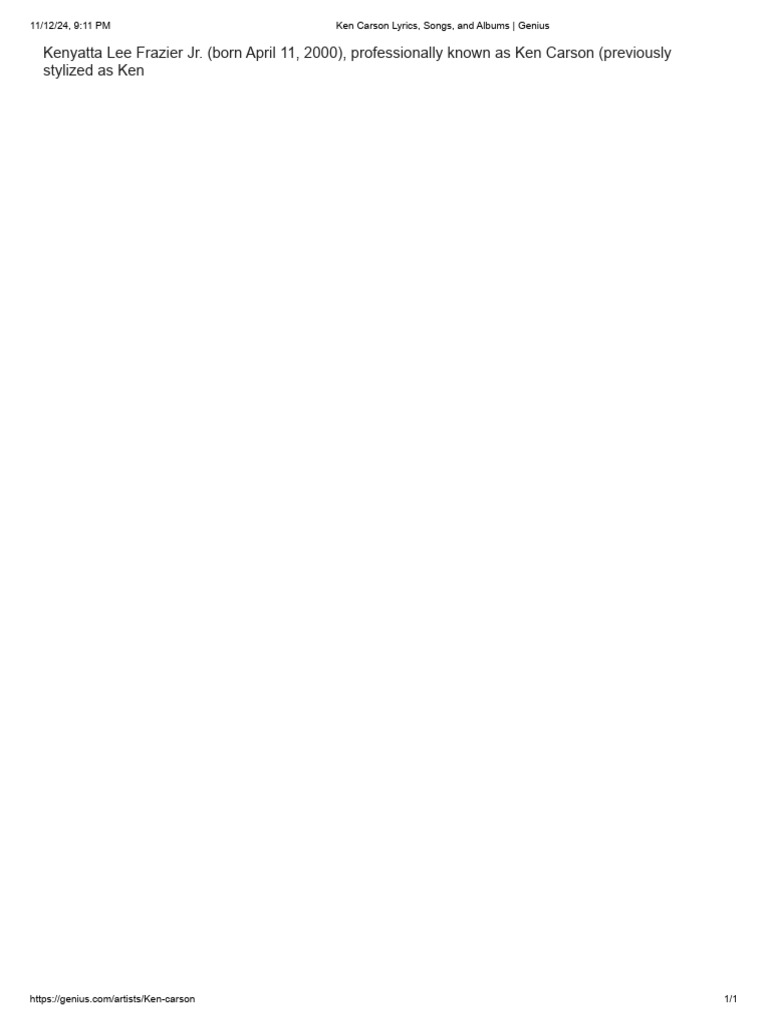 Kenyatta Lee Frazier Jr. (Born April 11, 2000), Professionally Known As ...