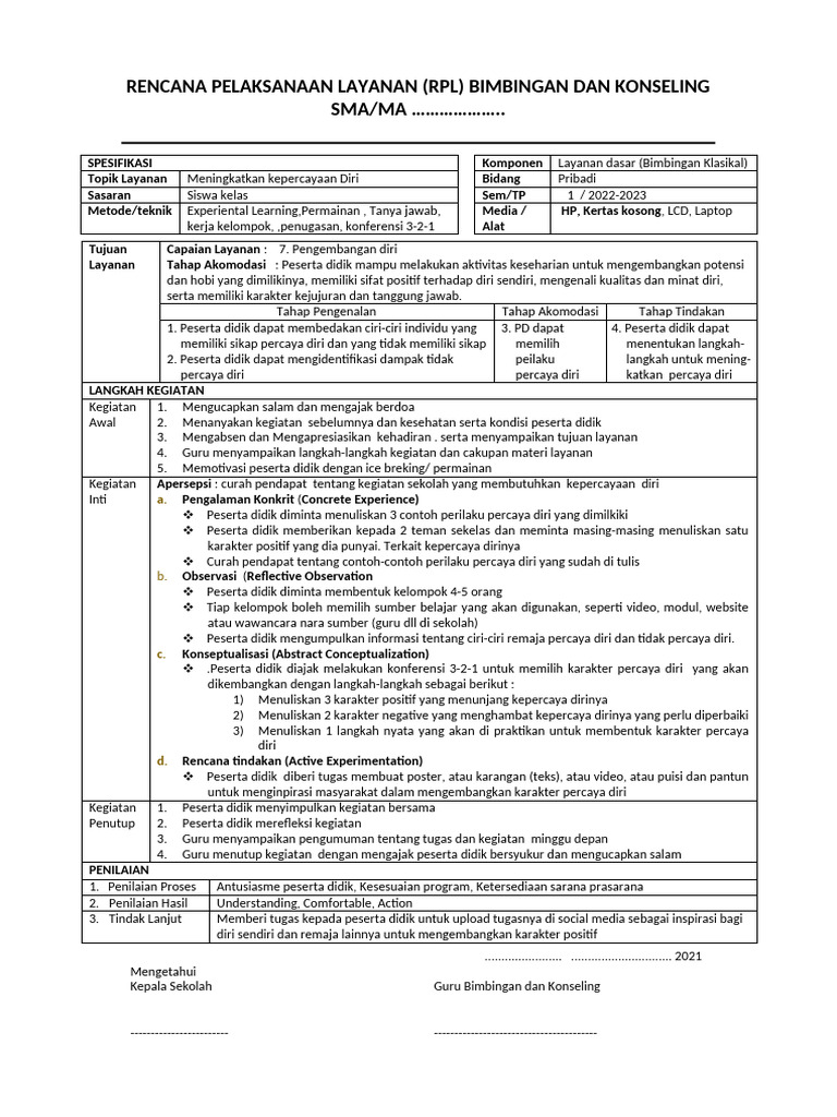 RPL BK - Meingkatkan Kepercayaan Diri | PDF | Karier & Perkembangan | Pengembangan Diri