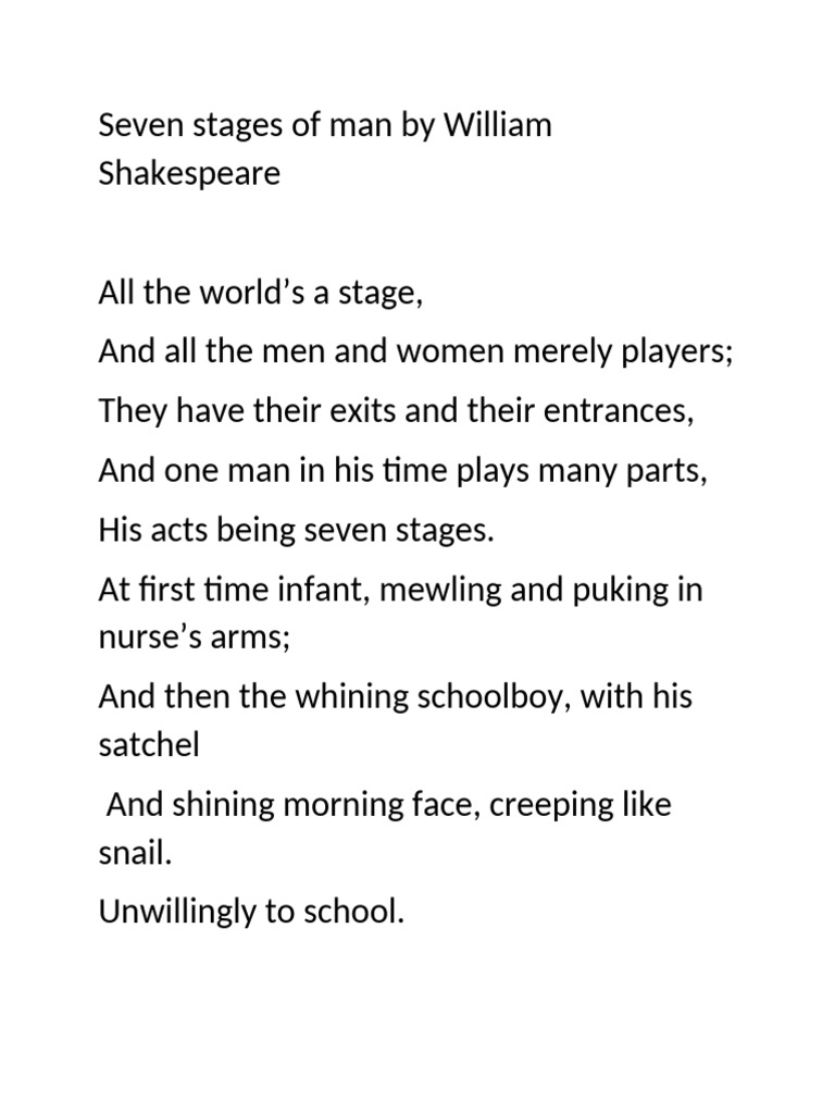 Seven Stages of Man by William Shakespeare | PDF