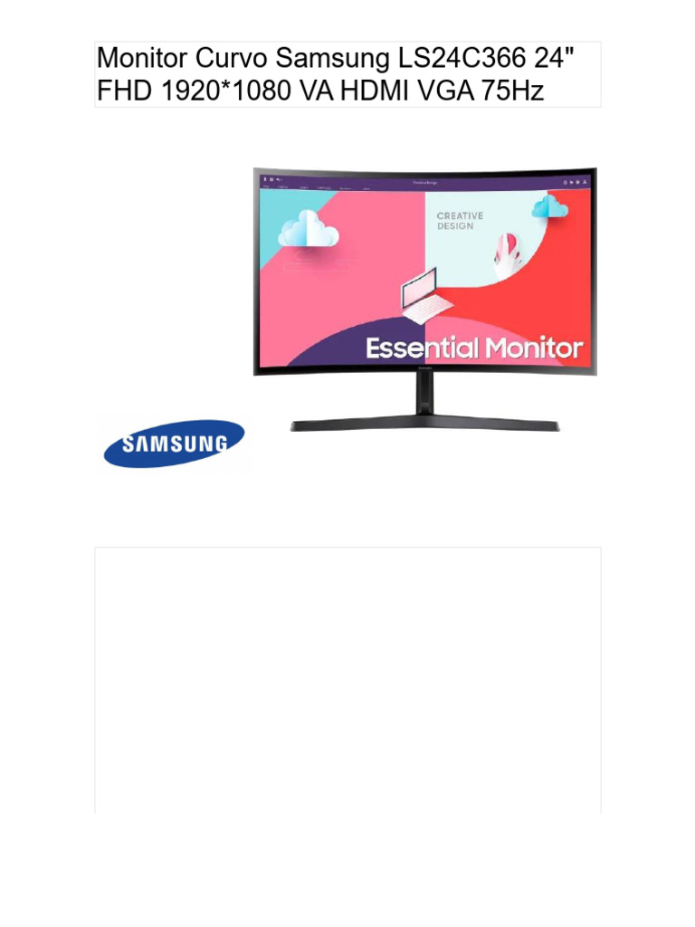 Monitor Curvo Samsung LS24C366 | PDF | Monitor de computadora | Hdmi