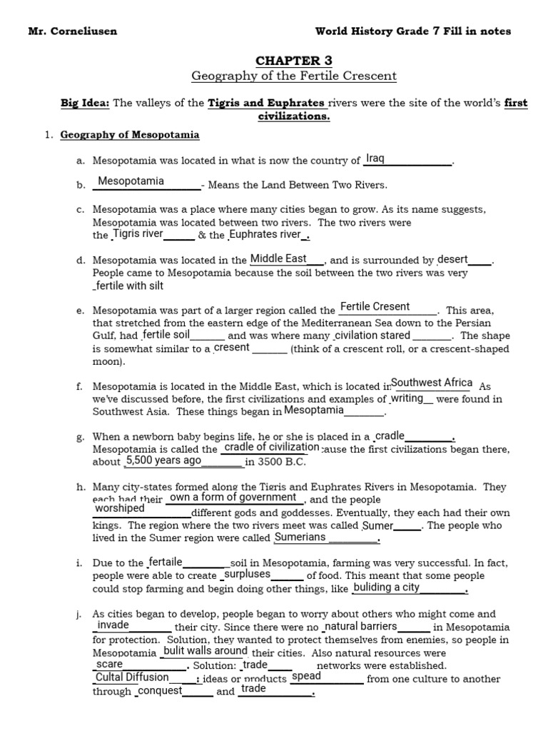 Nalani Clark - Geography of Mesopotamia Fill Ins | PDF | Mesopotamia ...