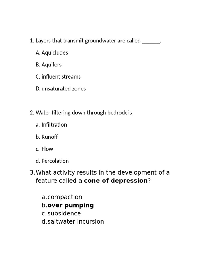 Layers That Transmit Groundwater Are Called - A. Aquicludes B. Aquifers ...