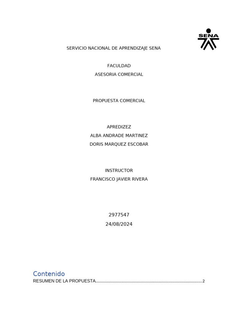 Propuesta Comercial | PDF | Marketing | Calidad (comercial)