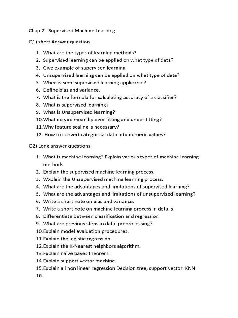 Chap 2 Assignment Supervised Machine Learning Pdf