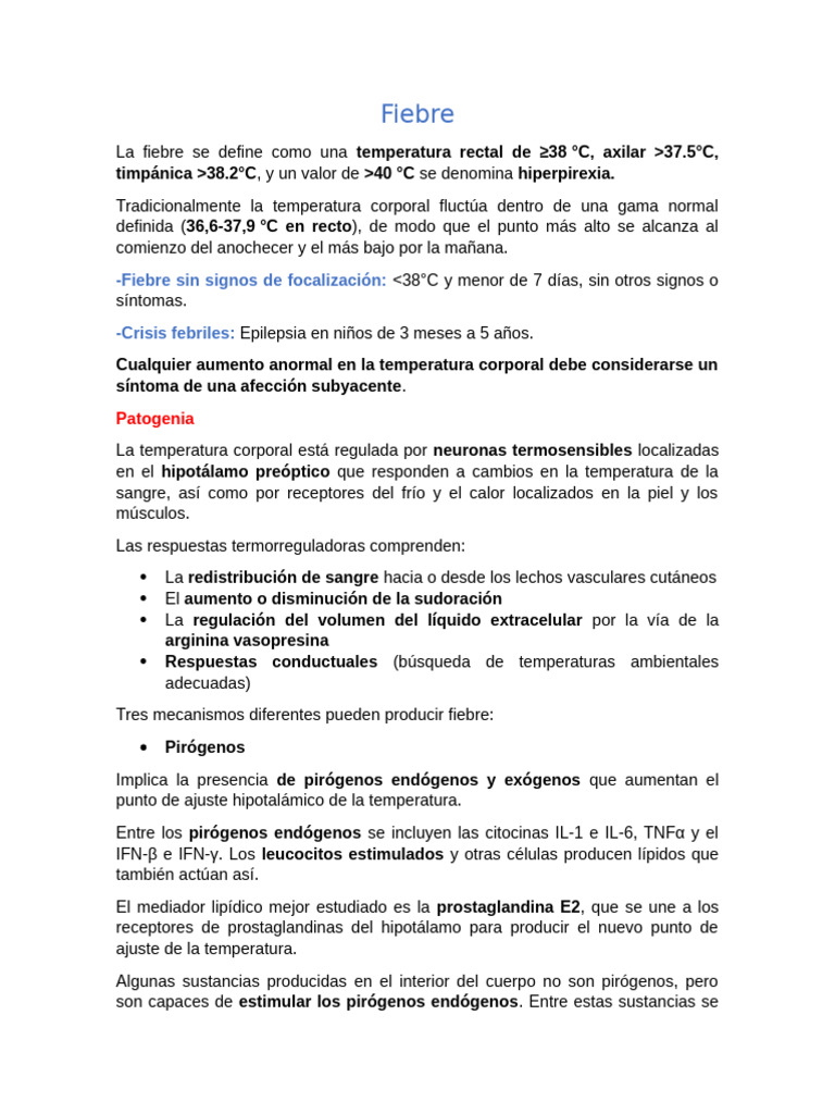 Fiebre | PDF | Fiebre | Medicina