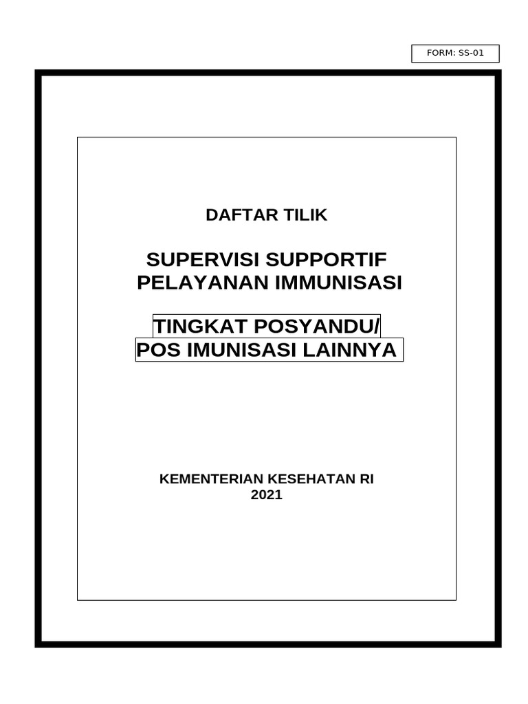 Daftar Tilik Supervisi Imunisasi Posyandu | PDF