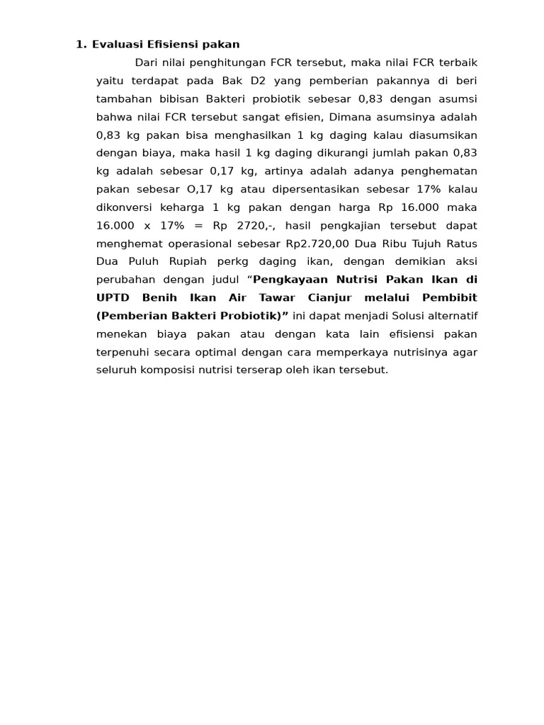 Evaluasi Efisiensi Pakan | PDF