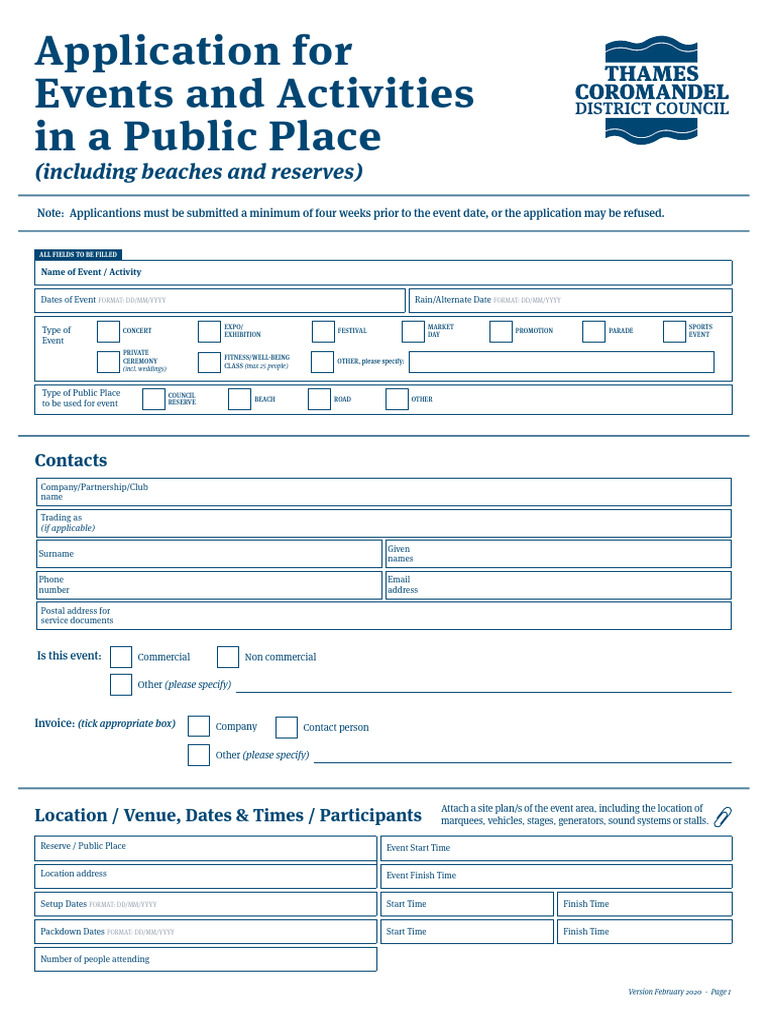 Application For Events and Activities Permit V3 - Feb 2020-1 | PDF ...