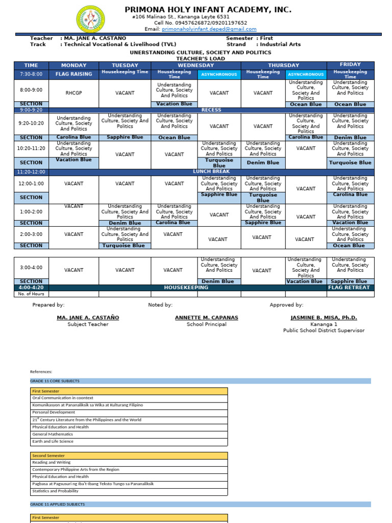 Understanding Culture Class Schedule | PDF