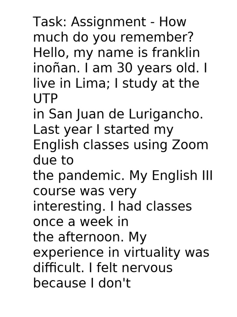 INGLES III - WEEK 03 - Task - Assignment - Family Events PA1 | PDF