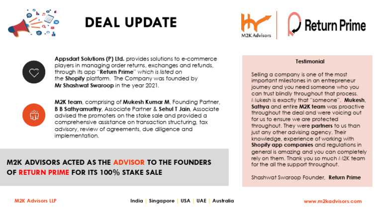 Deal Update - Return Prime | PDF | Business | E Commerce