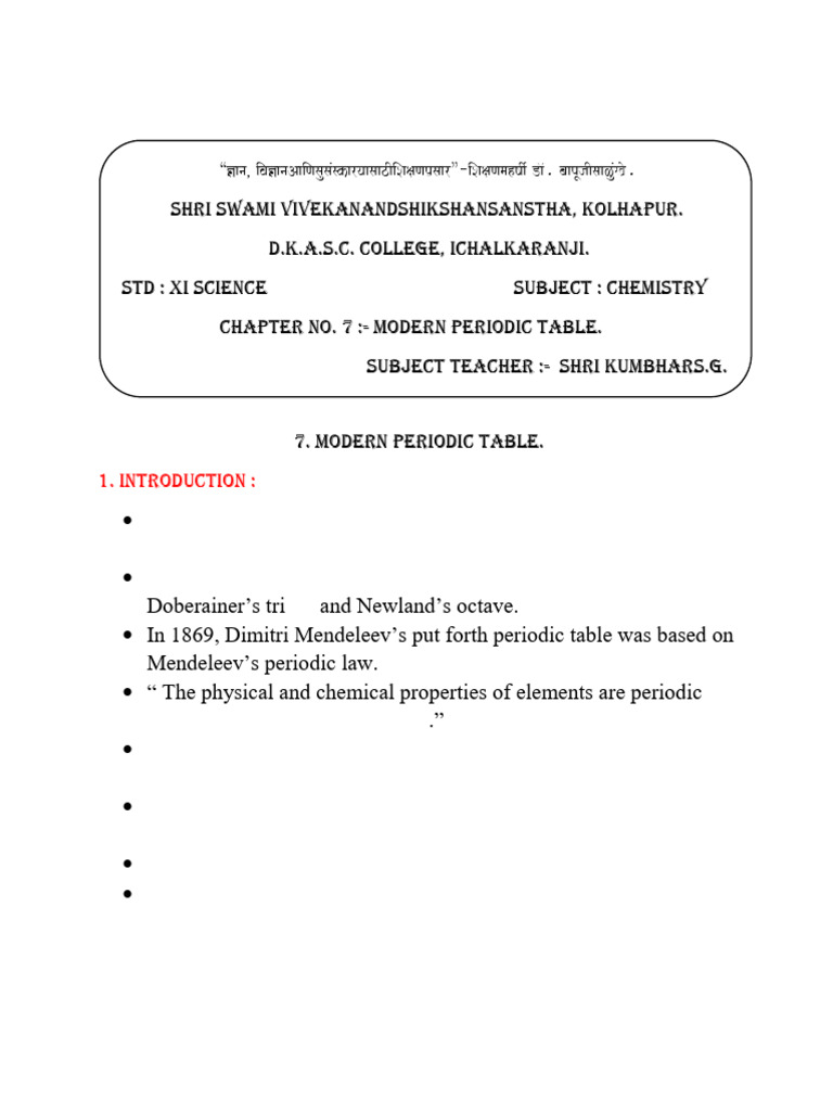 Modern Periodic Table | PDF | Ion | Electron Configuration