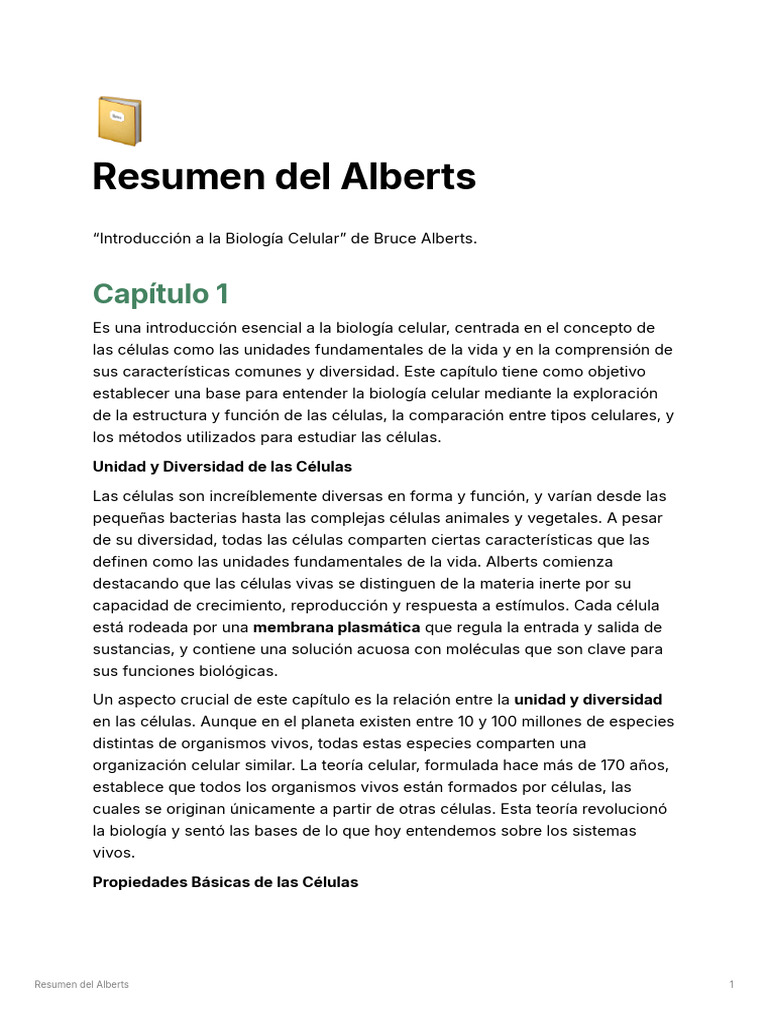 Resumen de Introduccion A La Biologia Celular de Alberts | PDF | Estructura proteica | Adn