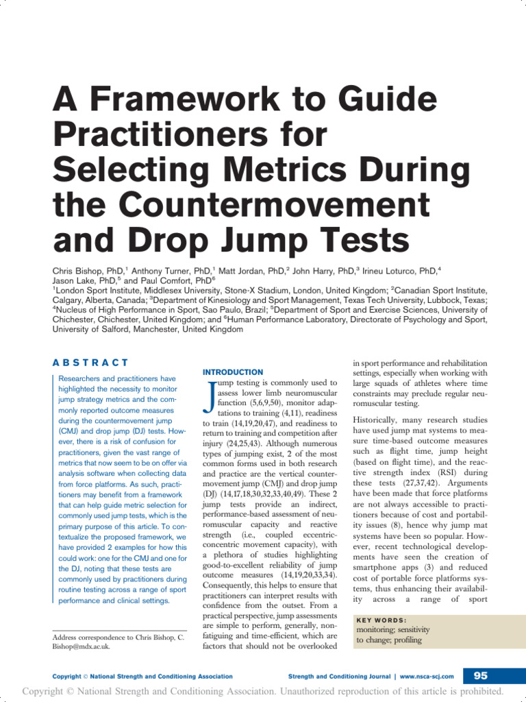 A Framework To Guide Practitioners For Selecting Metrics During The Countermovement and Drop ...