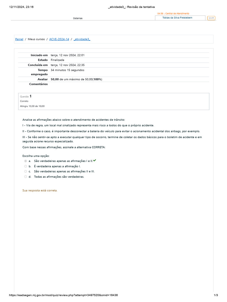 Atividade3 - Revisão Da Tentativa | PDF | Tráfego