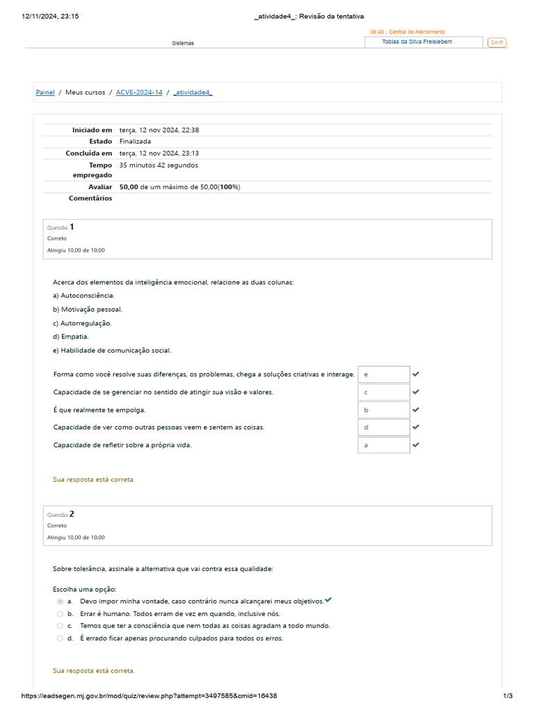 Atividade4 - Revisão Da Tentativa | PDF | Empatia | Psicologia