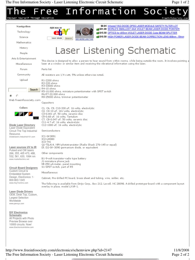 DIY Laser Listening Circuit | PDF | Printed Circuit Board | Laser