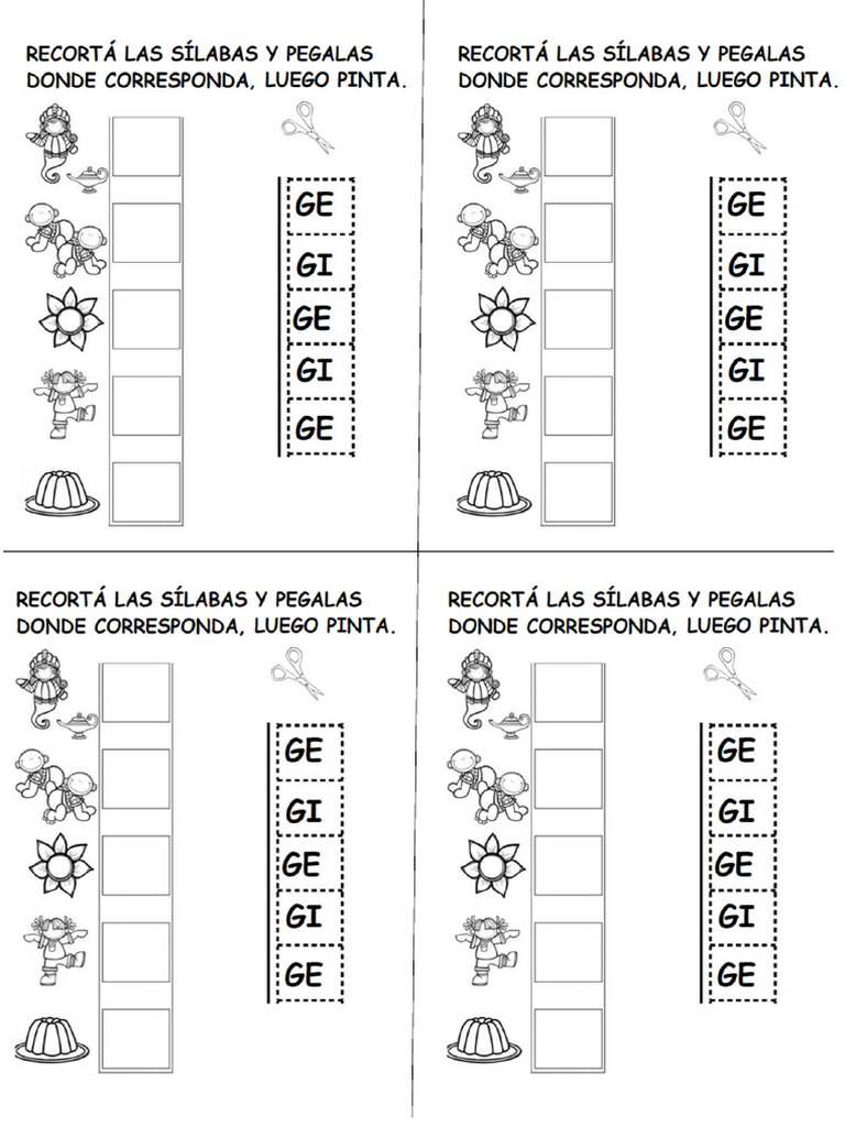 Ge Gi Sílabas - 6 Copias | PDF