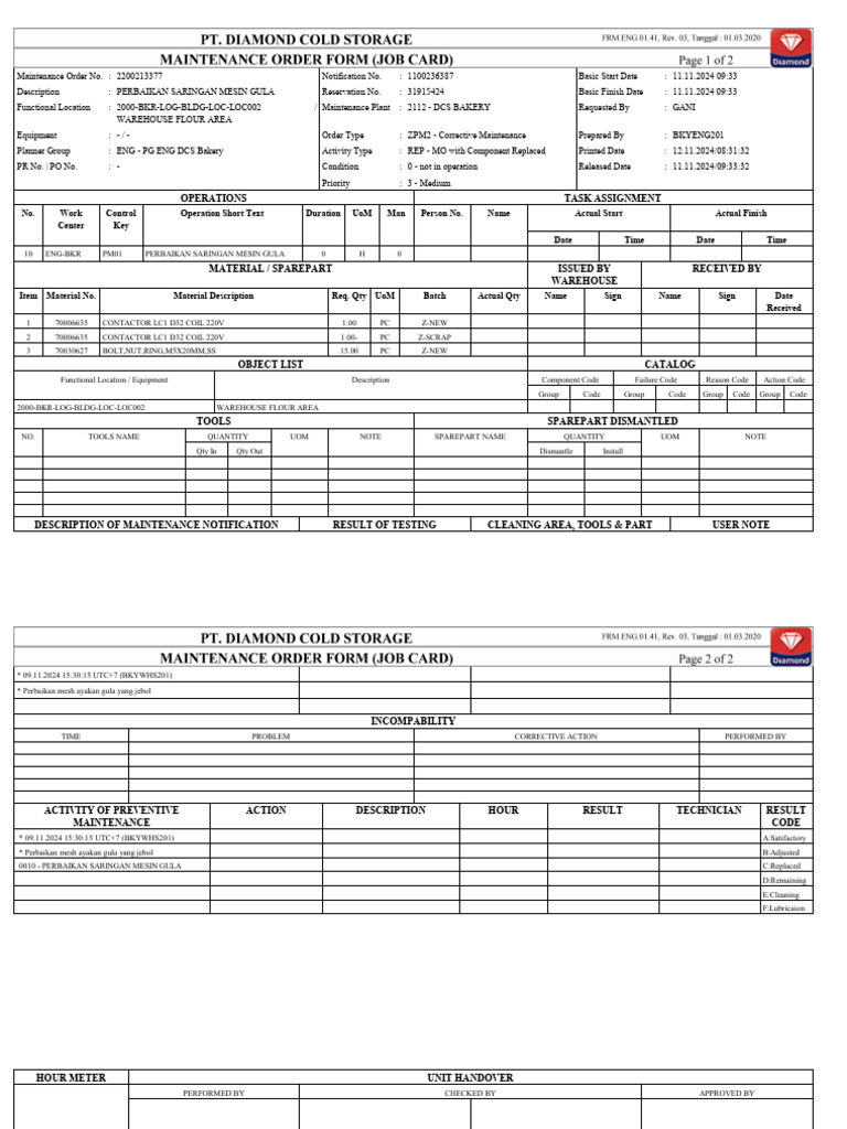 Perbaikan Saringan Mesin Gula 121124 | PDF | Computing