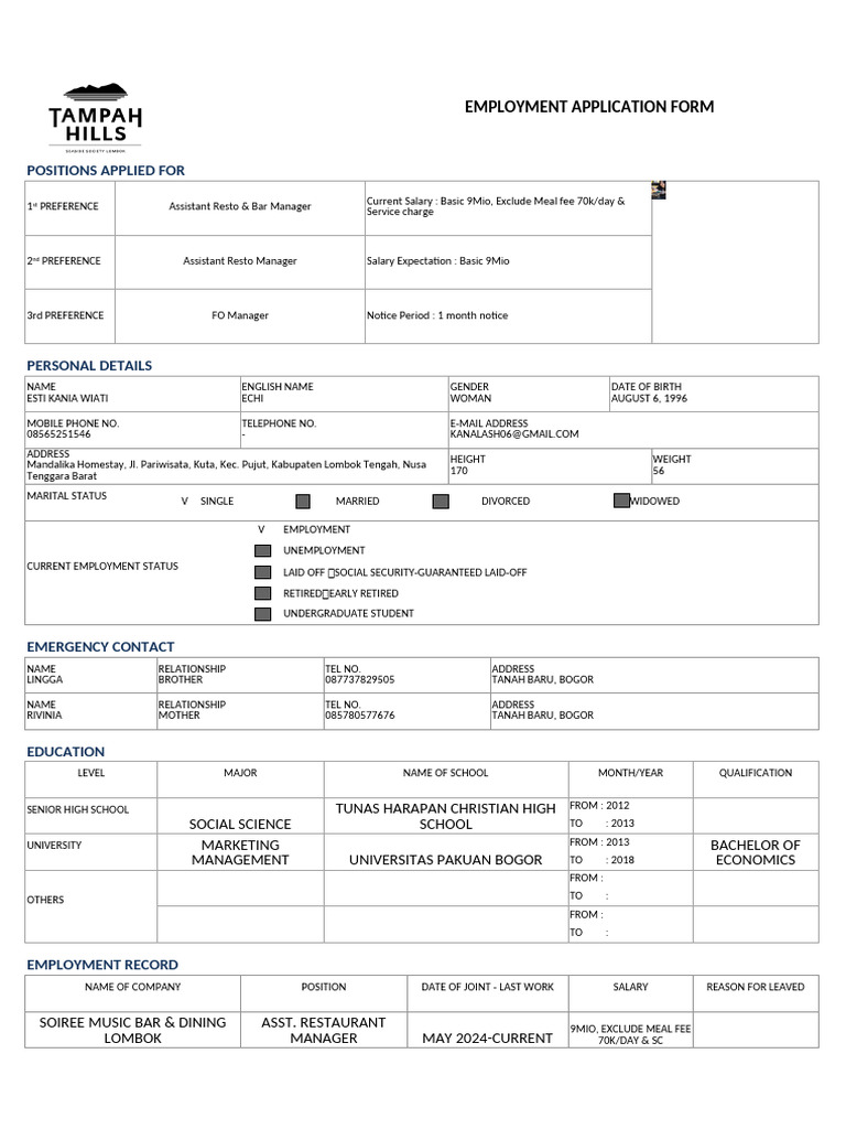 2-Staff Aplication Form | PDF | Economies | Business