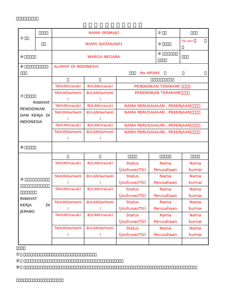 Rirekisho Format | PDF