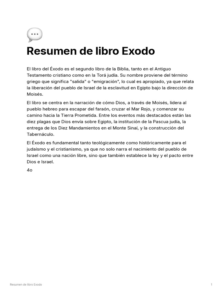Resumen de Libro Exodo | PDF | Religión y espiritualidad