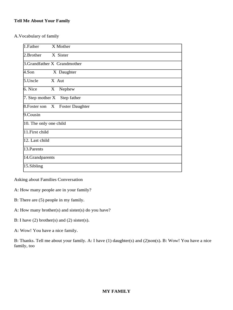 Tell Me About Your Family | PDF