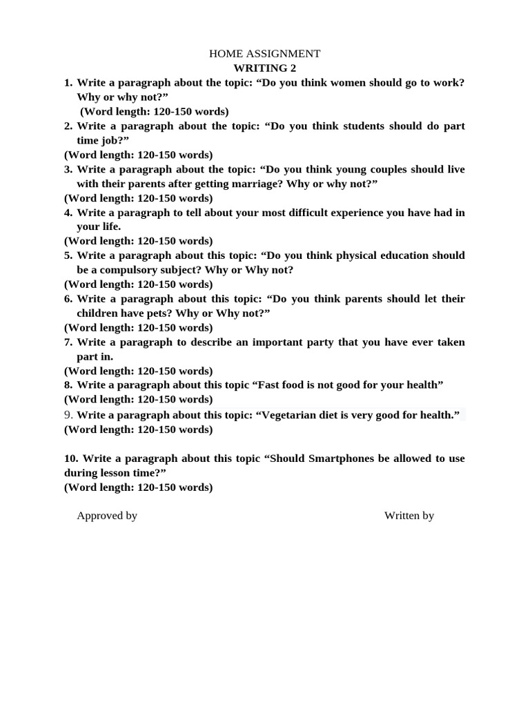 Writing Assignment: Opinion Paragraphs | PDF